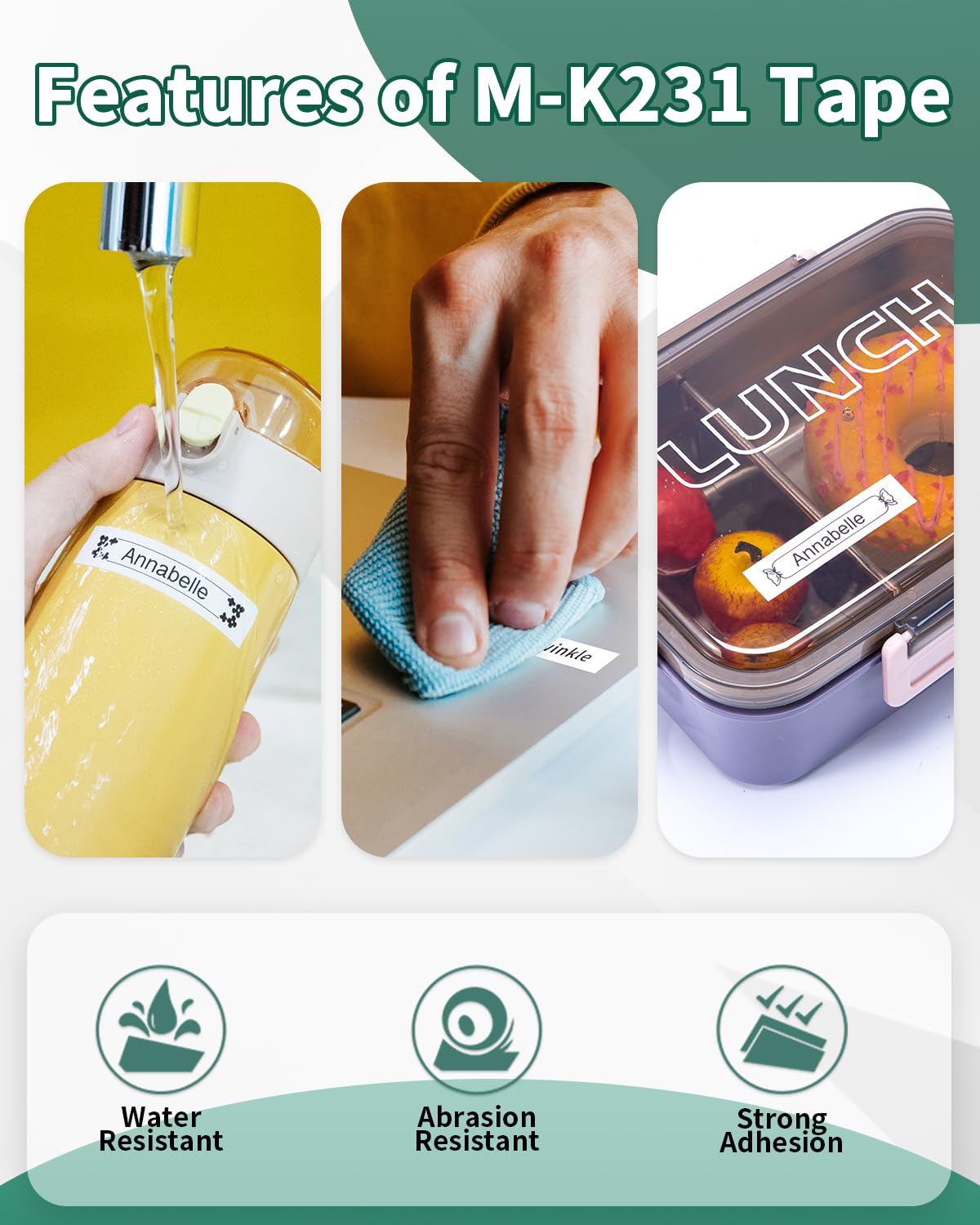 Anycolor M-K231 Label Tape Replacement for Brother P-Touch M Tape M-K2